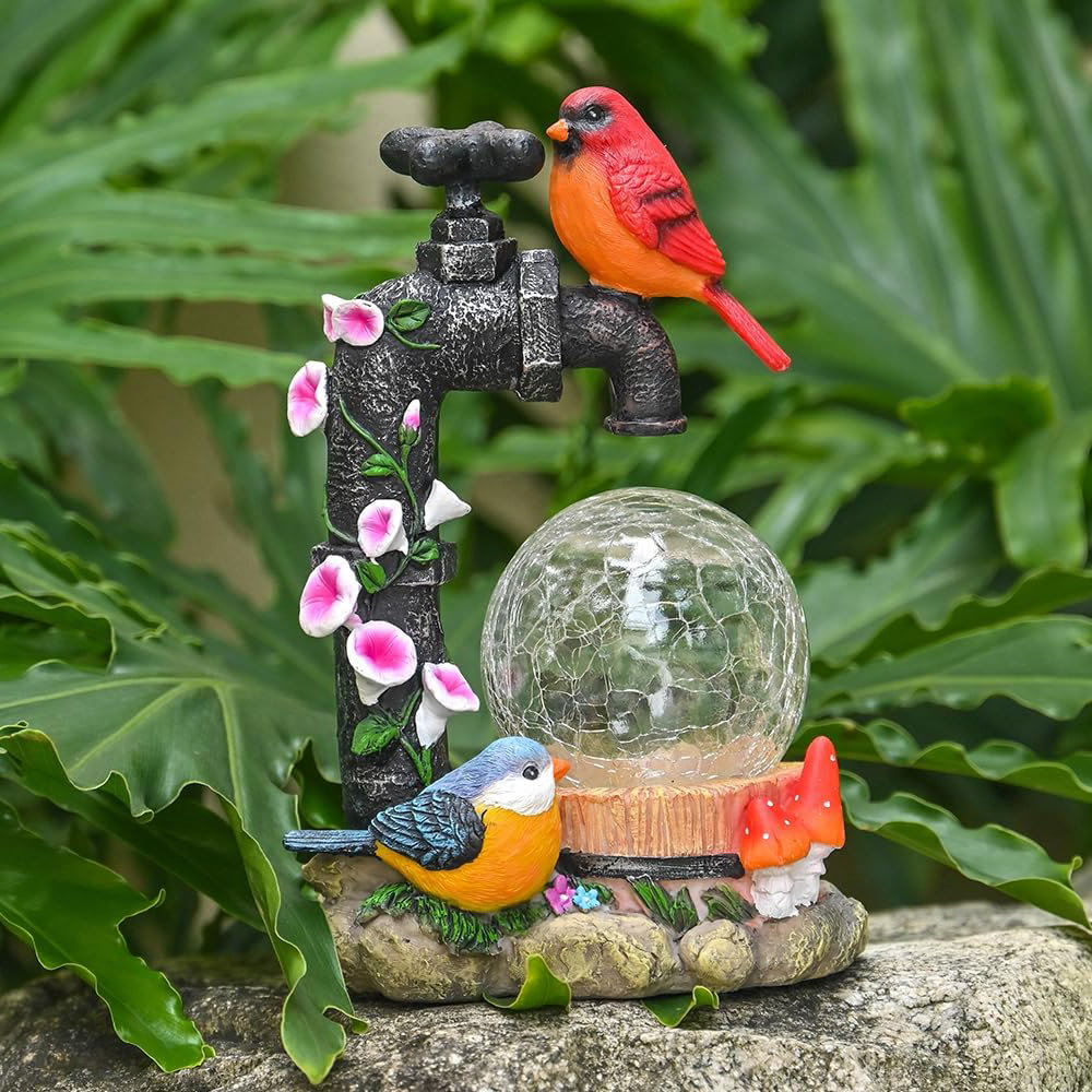 Ophelia & Co. Red Cardinal Bird Statues with Outdoor Solar Lights ...