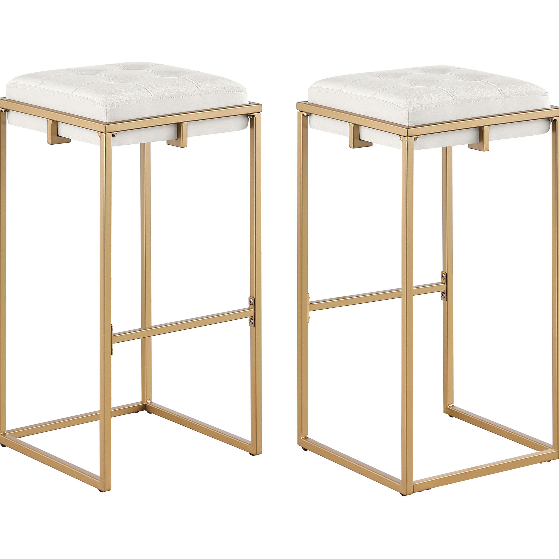 Latitude Run® Beige Square Bar Stools Of 2 With Design, Ideal For ...