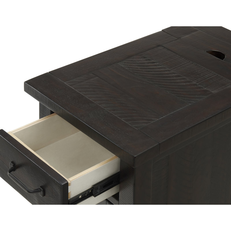 Gracie Oaks Jakendra Solid Wood End Table with Storage and Built-In ...