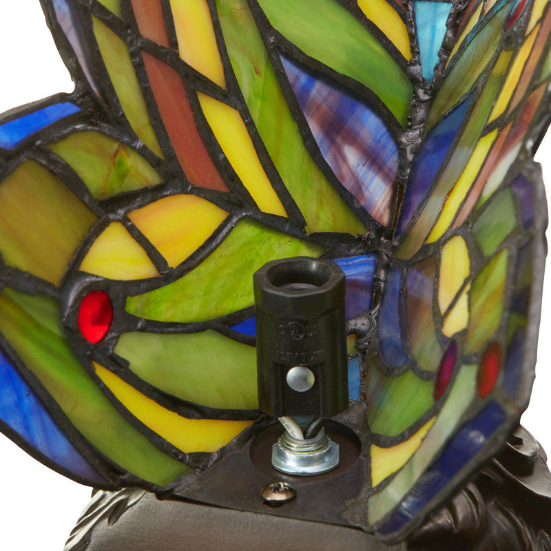 August Grove® Liliana 9.5"H Butterfly Stained Glass Accent Lamp ...
