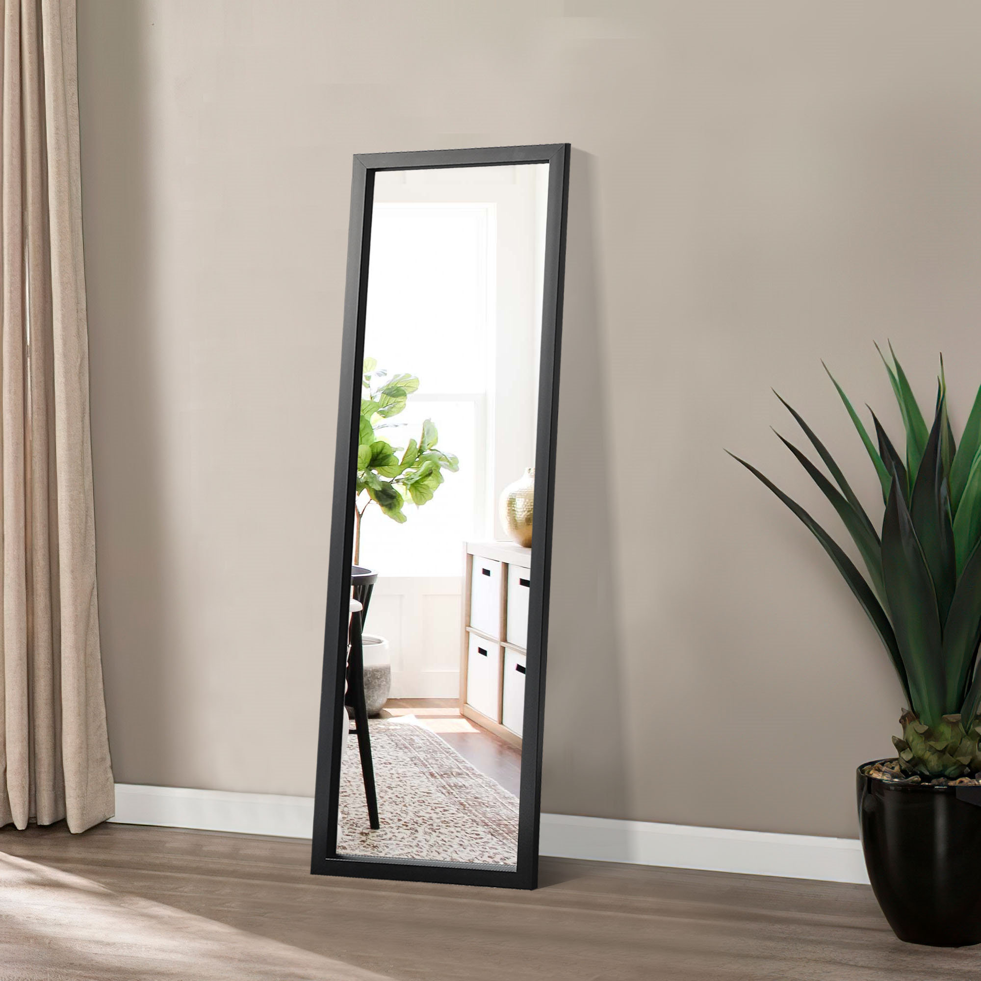 Latitude Run® Thick Border Black Full Length Mirror | Wayfair