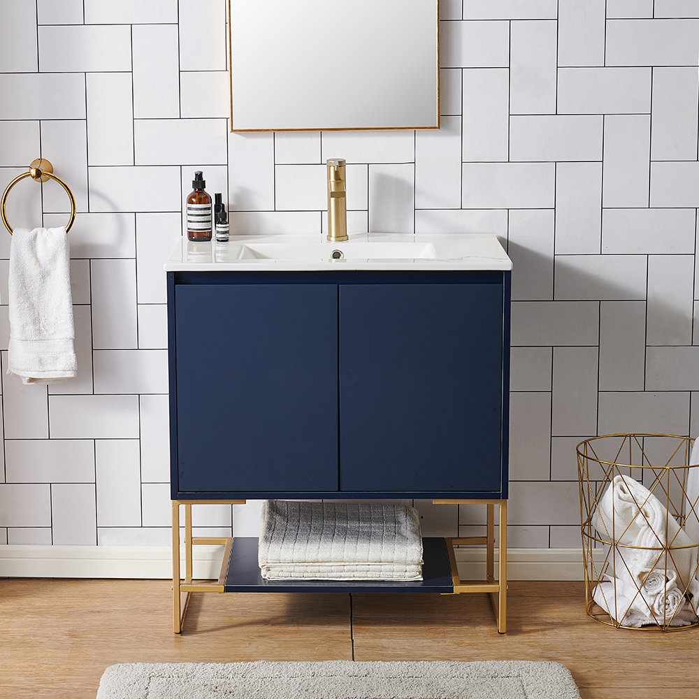 Mercer41 Isyss 30'' Blue Modern Free-standing Single Bathroom Vanity ...