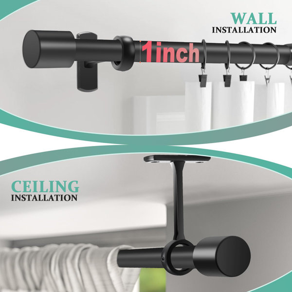 Hokku Designs Extra Long Curtain Rods For Windows, Adjustable Curtain ...