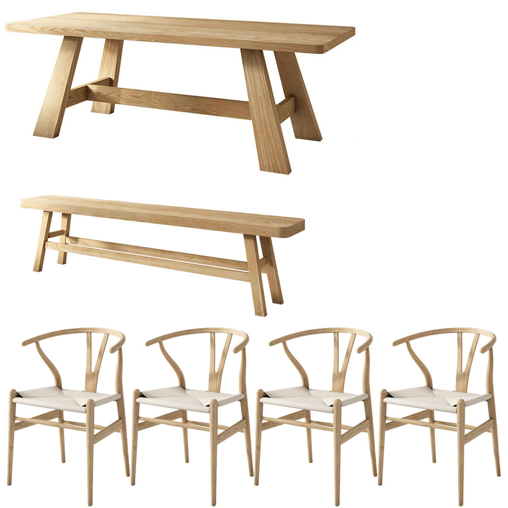 Brishher Modern Japanese style solid wood dining table set | Wayfair