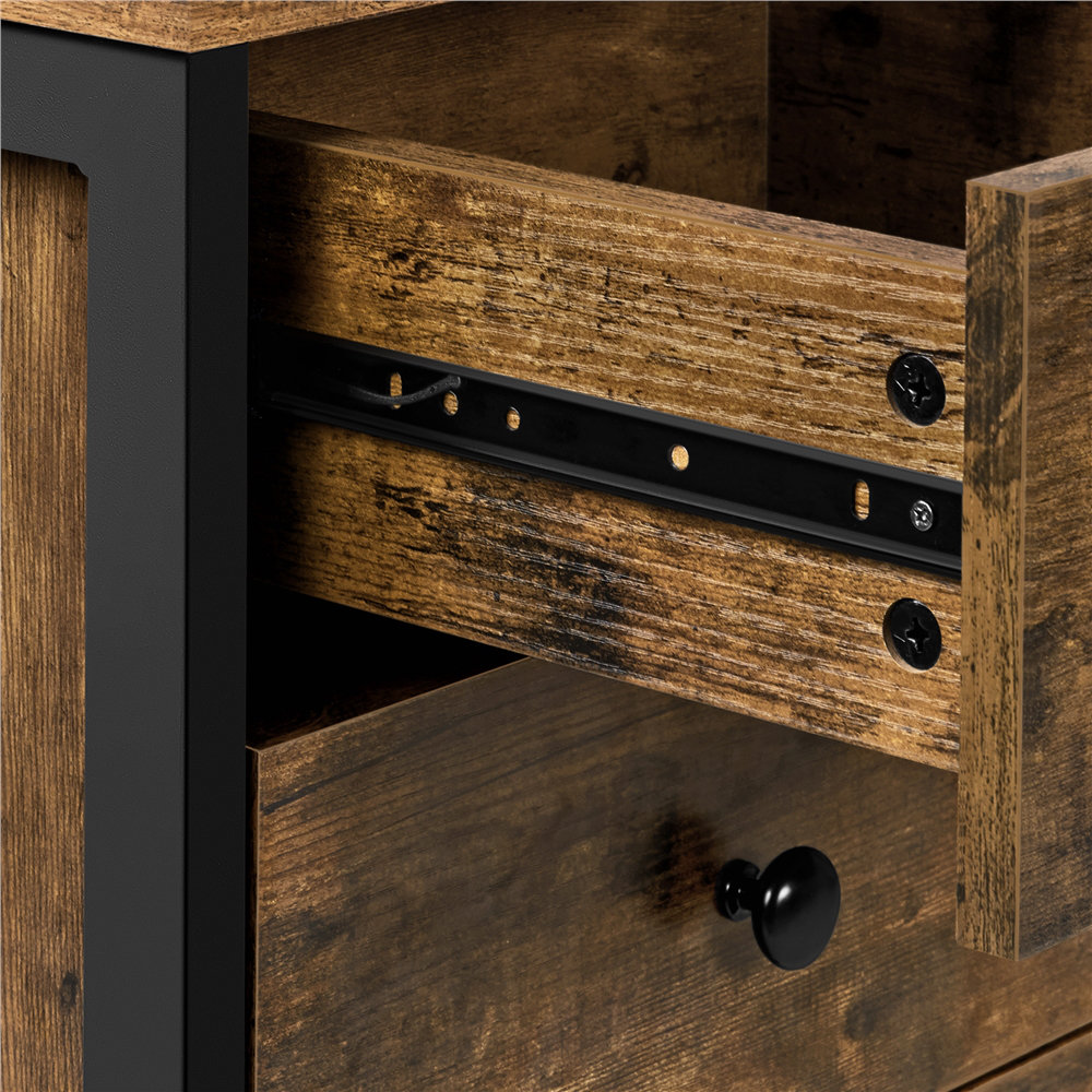 Yaheetech 3 Drawer Bedside Table with Rustic Vertical Tower Wooden ...