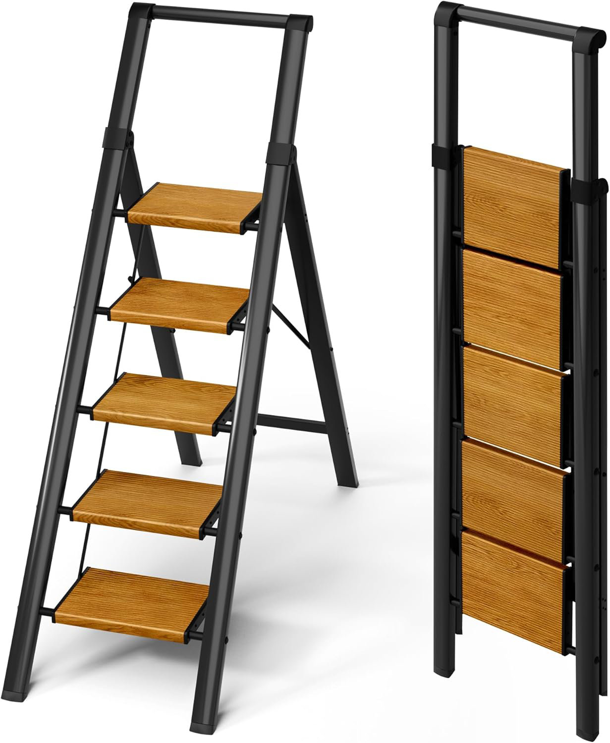 WFX Utility™ 5 Step Ladder With Handrail, Foldable Aluminum Step Stool ...