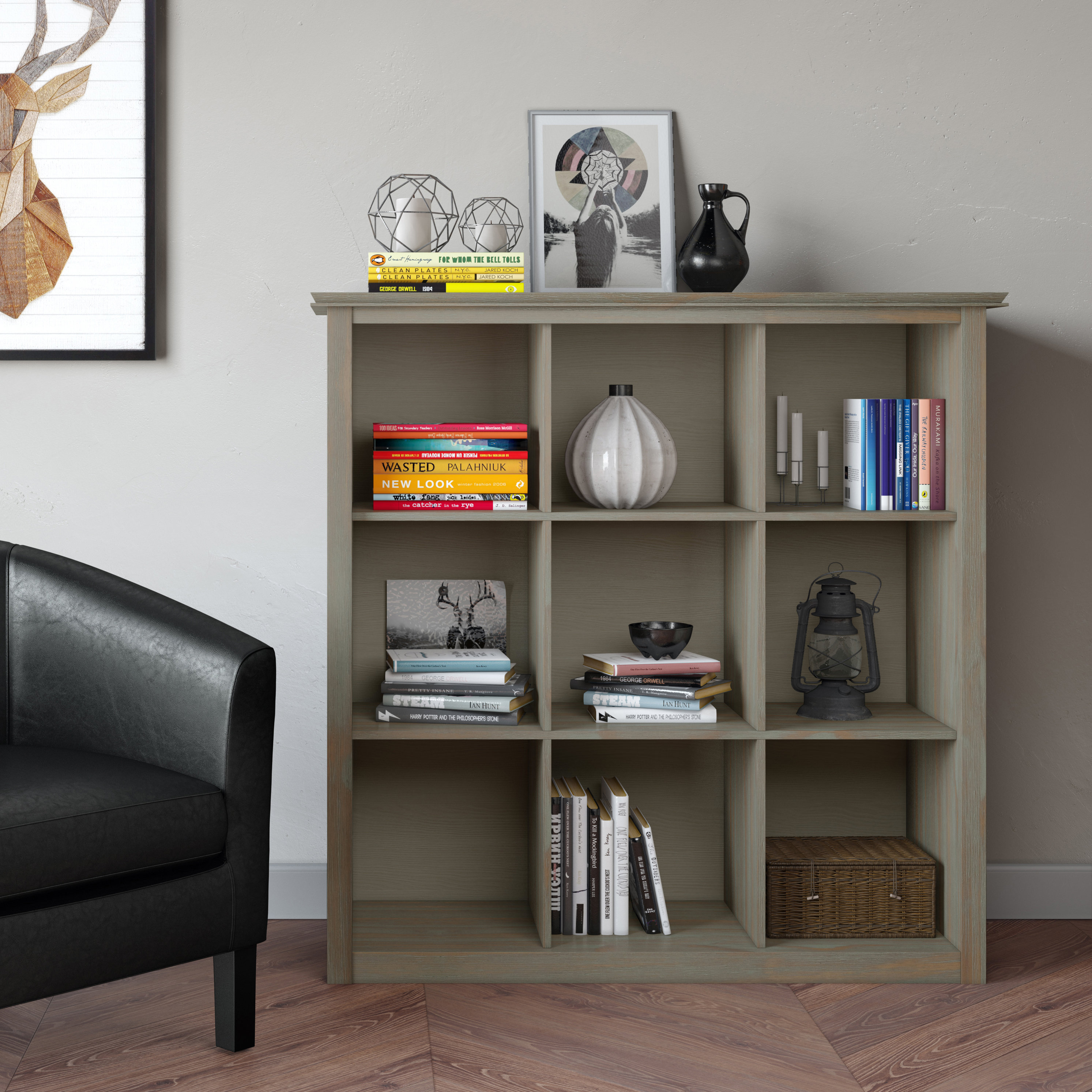 Lark Manor™ Distressed Grey Modular 9-cube Storage And Display Shelf ...