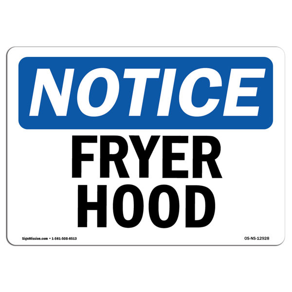 SignMission Fryer Hood Sign | Wayfair