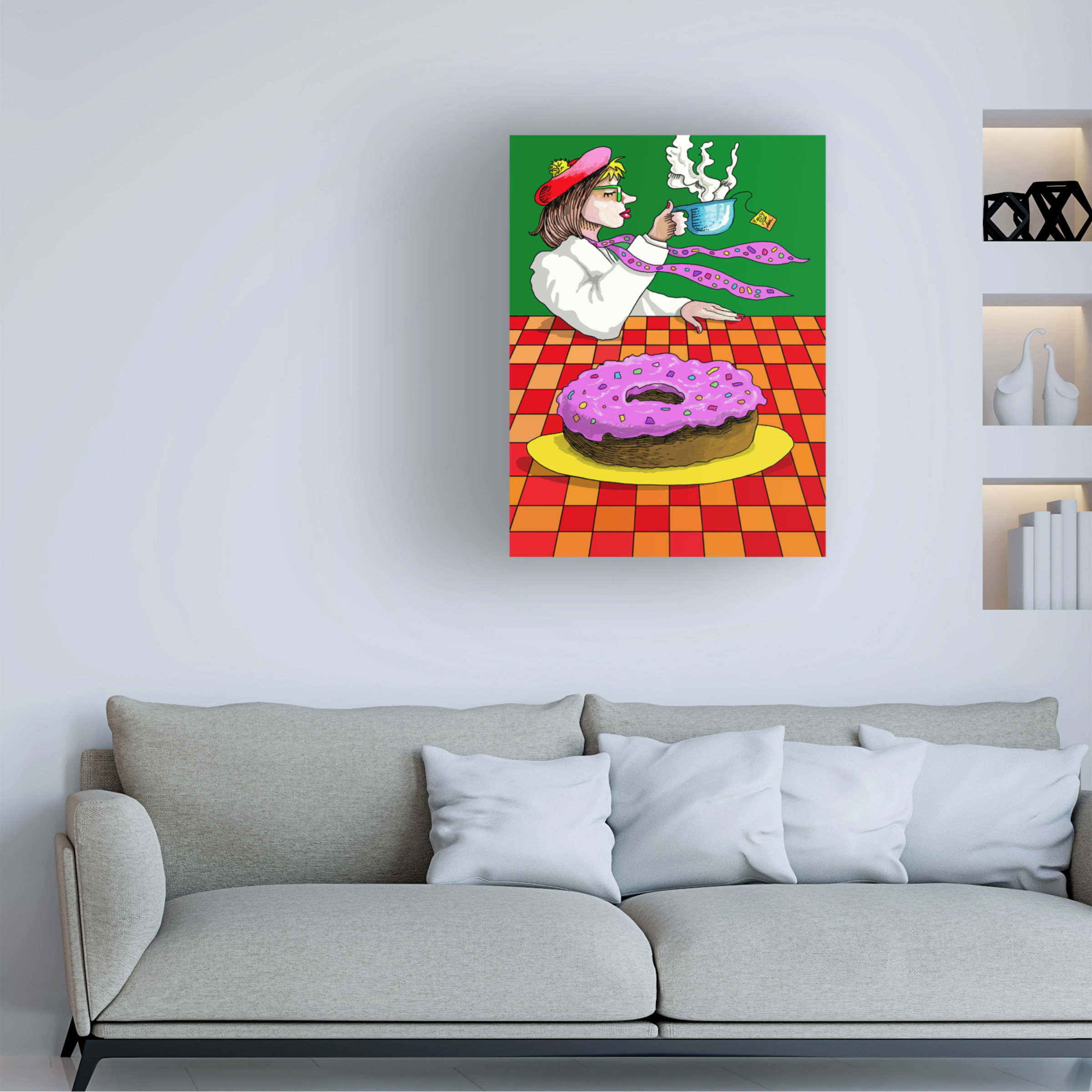 Dakota Fields Wrapped Canvas Wall Art - Howie 'Donut Tea Girl' Wall Art ...