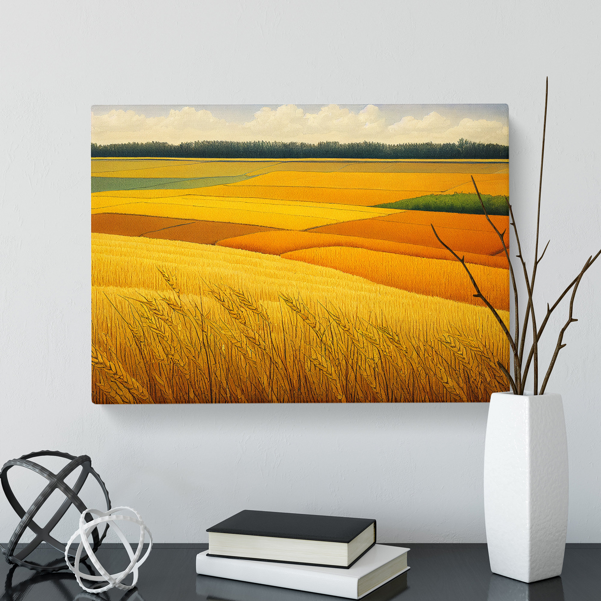 ClassicLiving Watercolour Wheat Field Vol.2 - Wrapped Canvas Painting ...