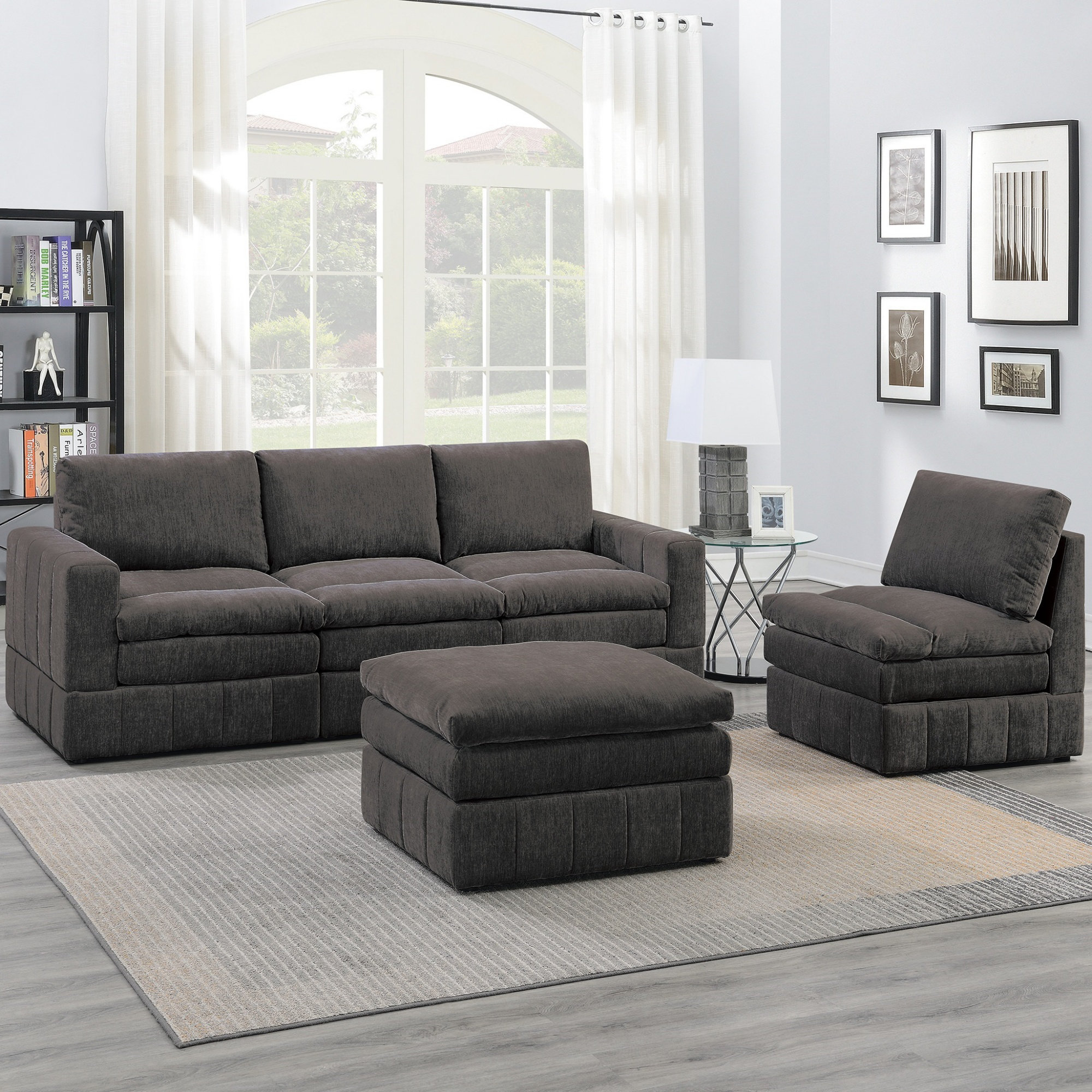 Latitude Run® Contemporary 5Pc Set Modular Sofa Set 2X One Arm Chair ...