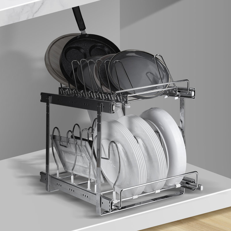 Prep & Savour Pan and Pot Rack, 2-Tier Expandable Pull Out Under ...