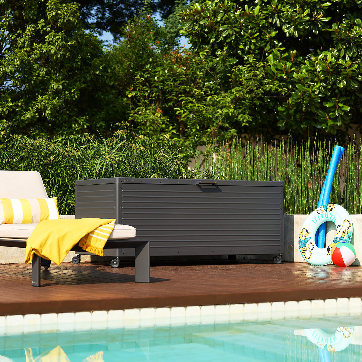 Mirador Outdoor Water Resistant Metal Deck Box With Wheels & Reviews ...