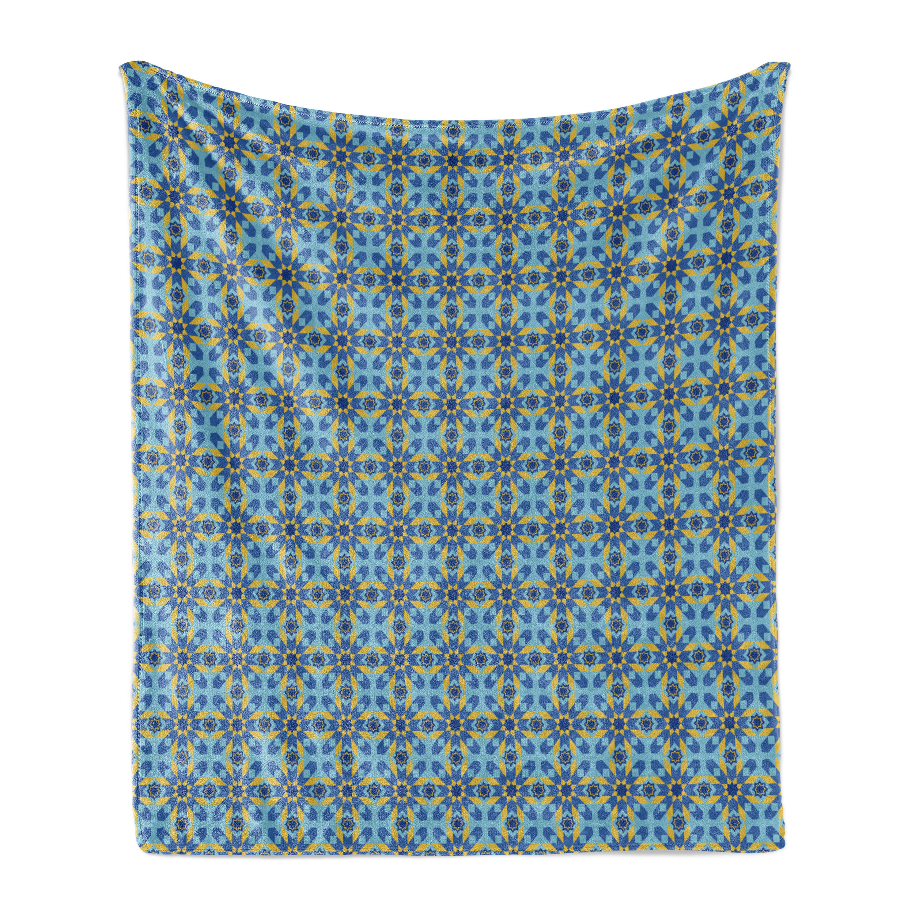 Ambesonne Yellow and Blue Fleece Throw Blanket Medieval Star | Wayfair