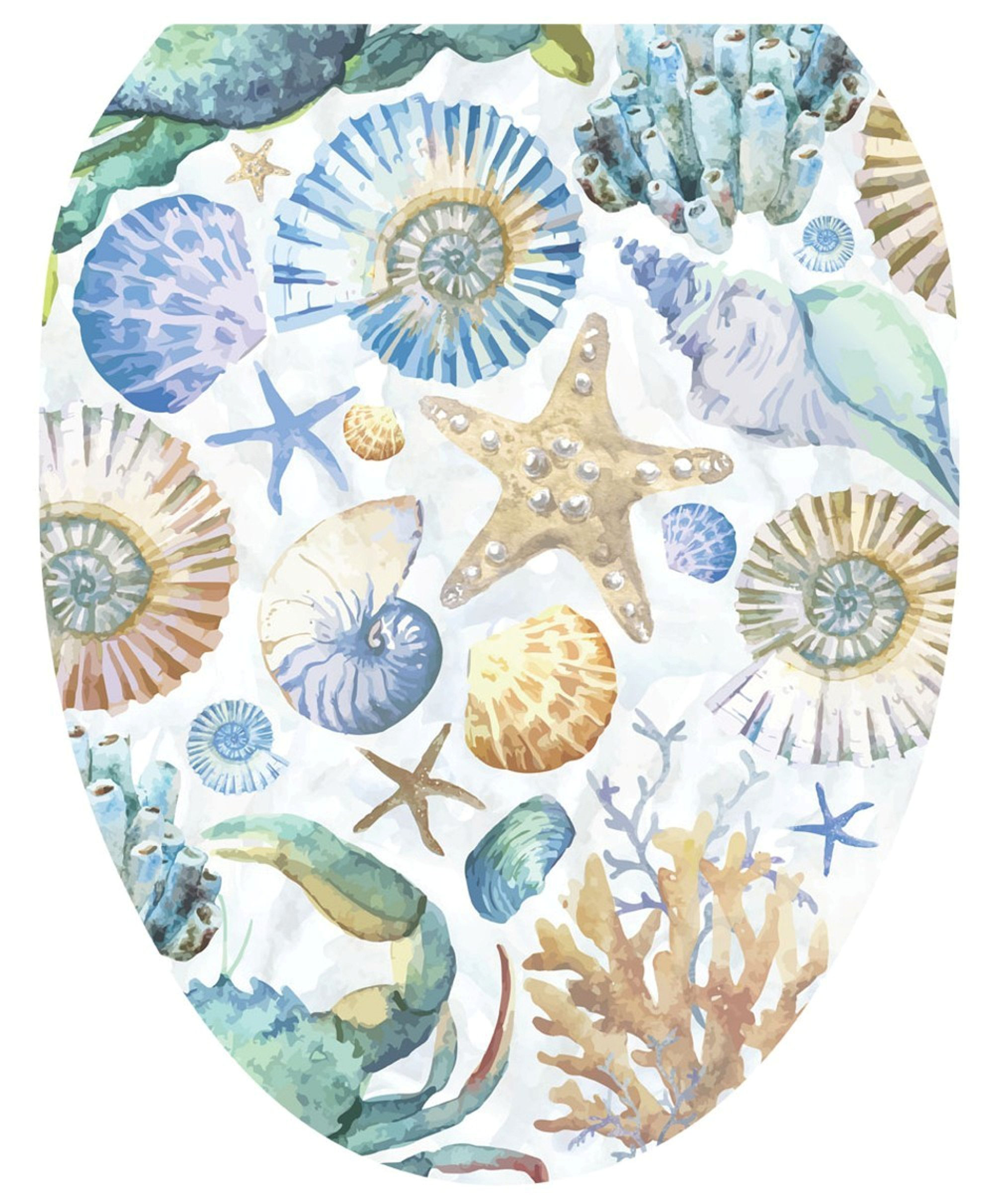 Toilet Tattoos Seashells Toilet Seat Decal – Reusable Static-Cling ...