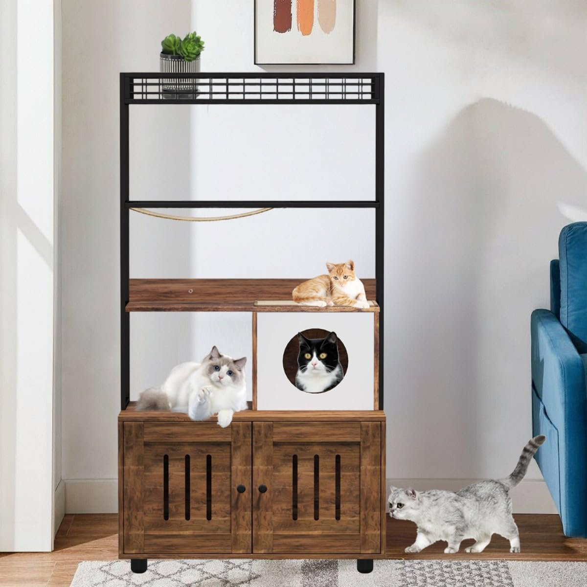 Tucker Murphy Pet™ Hidden Litter Box Furniture With Metal Frame, 60''H ...