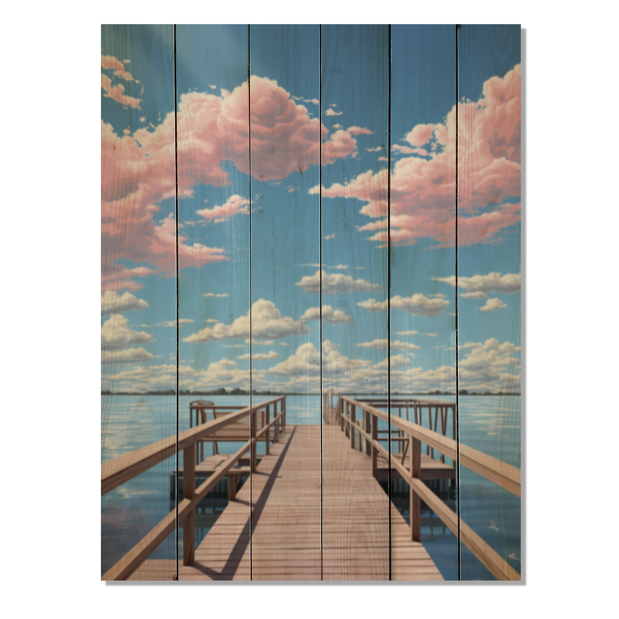 Dovecove Pier And Dock Coastal V On Wood Print | Wayfair