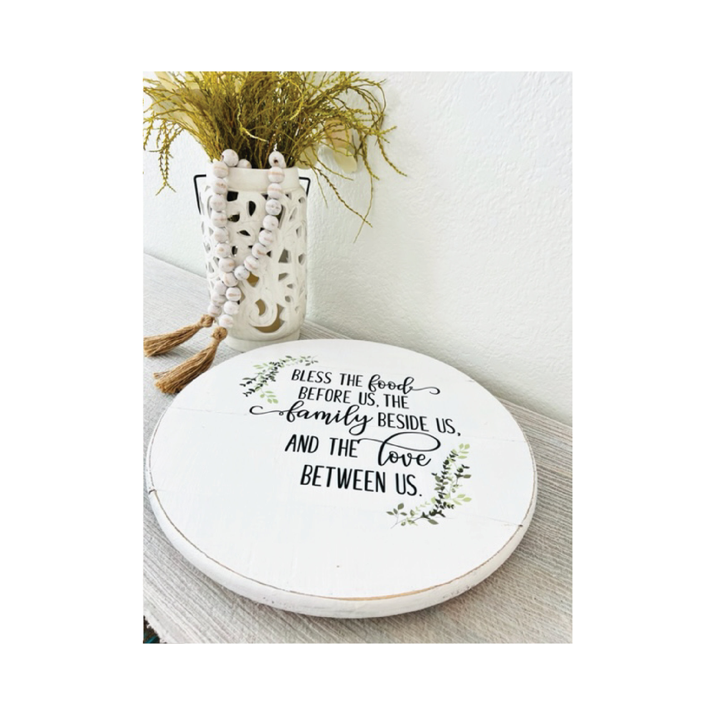 Jarmz Designs Bless the Food Before Us Accented Greenery Lazy Susan ...