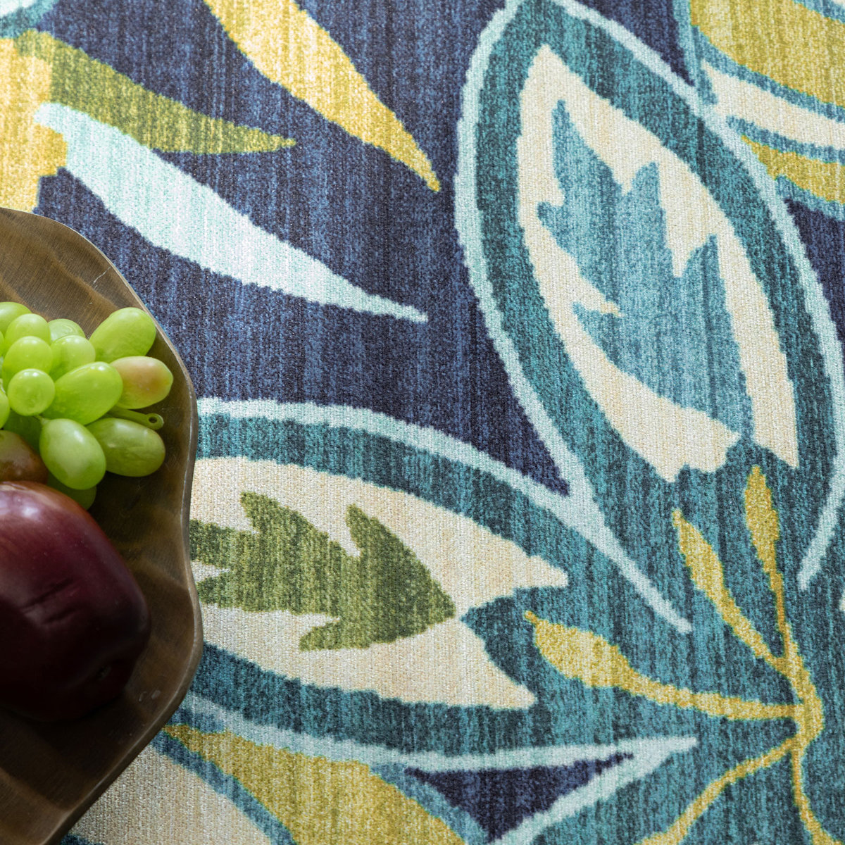 DECOMALL Floral Design Performance Outdoor Rug Blue/Green & Reviews ...