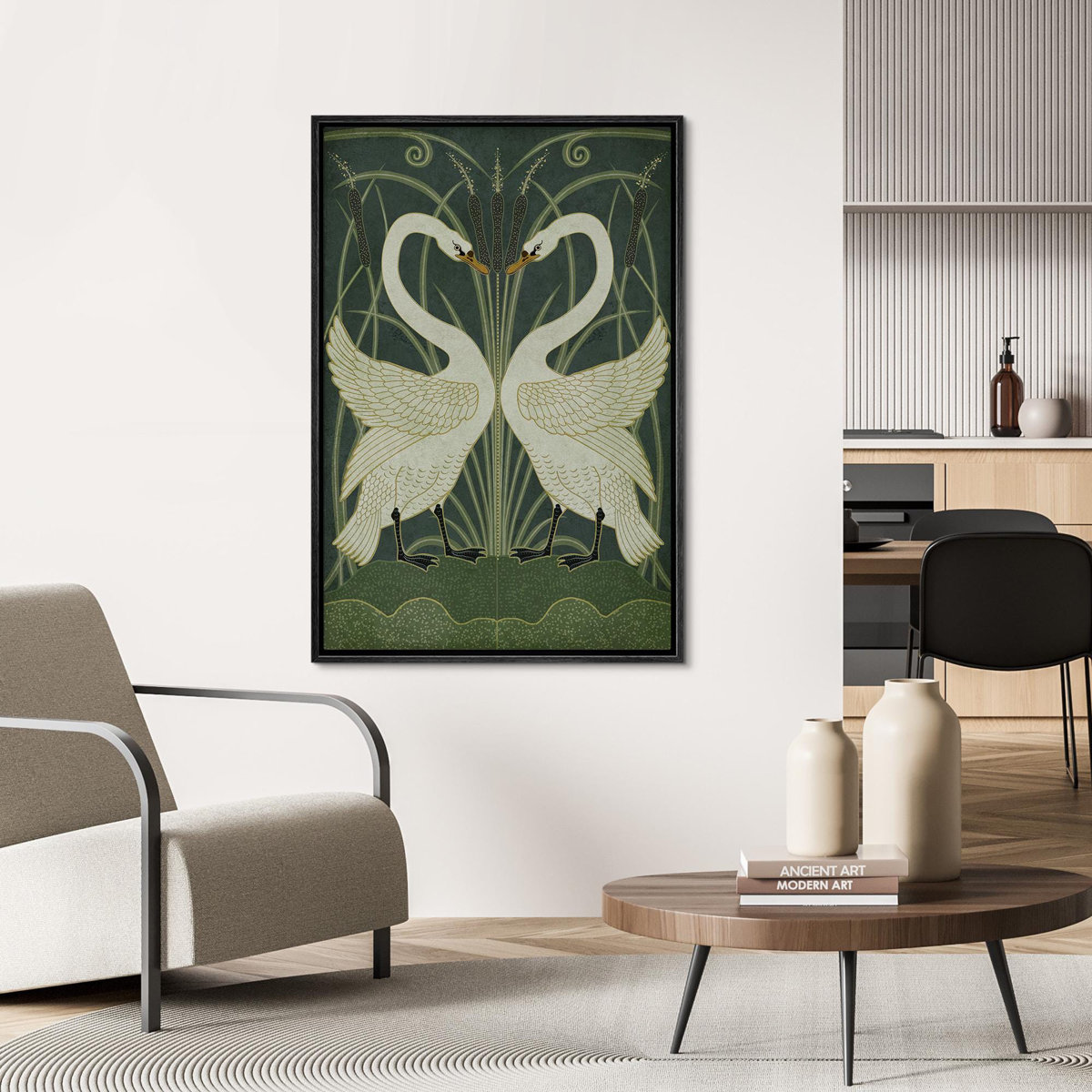 IDEA4WALL Art Nouveau Symmetric Swans Unique Chic Modern Boho Preppy ...