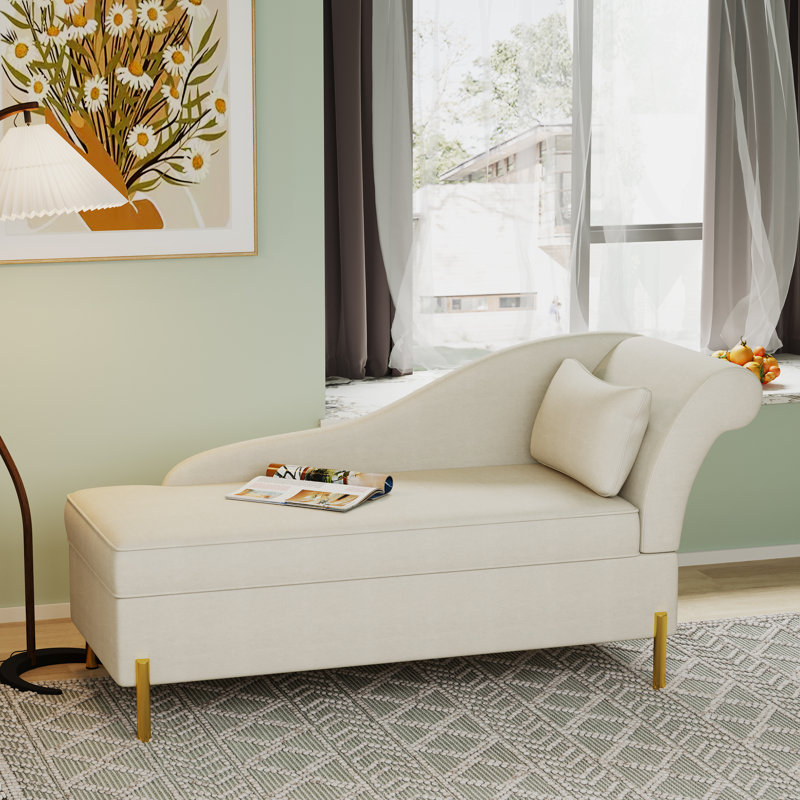 Mercer41 Driscilla Right-Arm Chaise Recessed Arm Chaise Lounge with ...