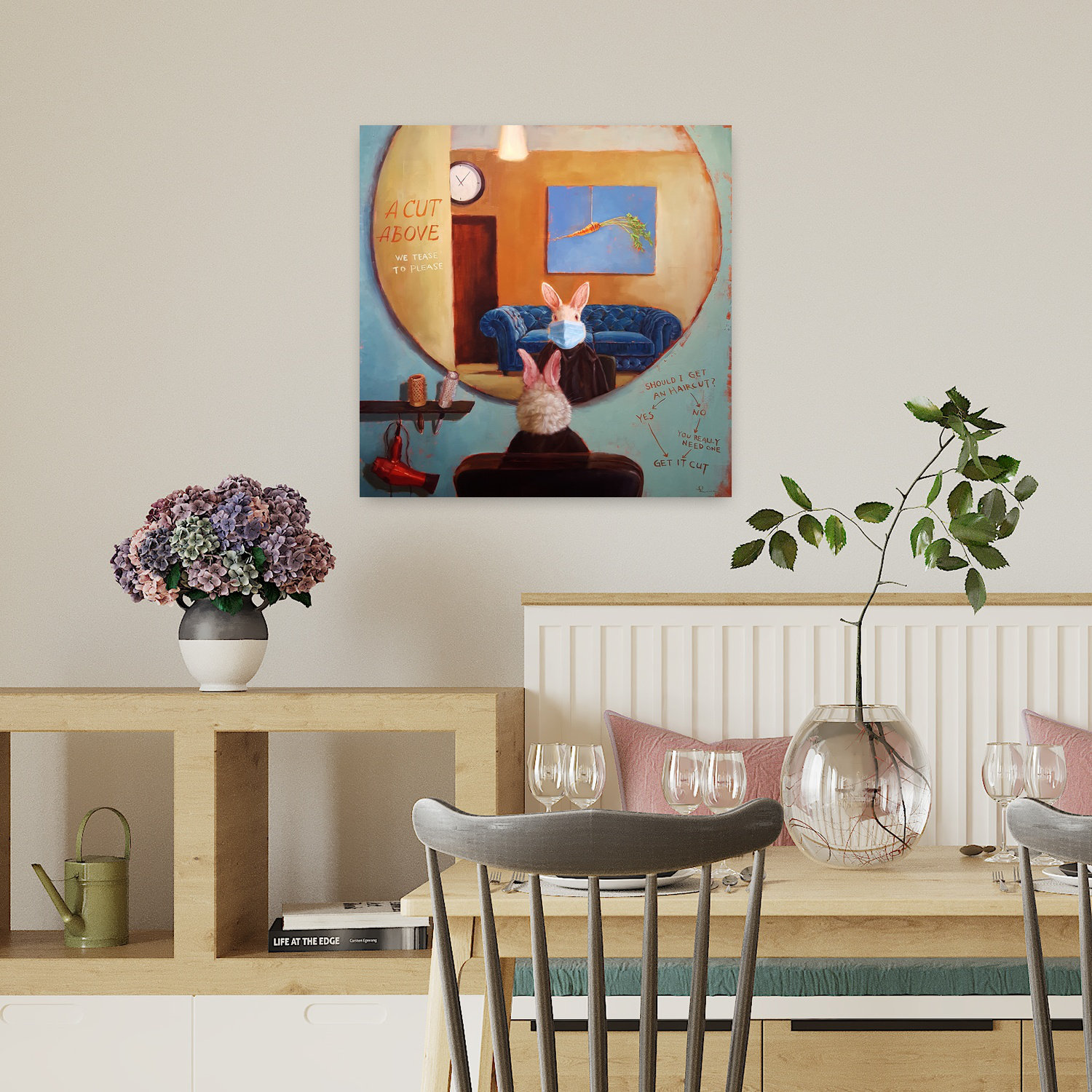 Ivy Bronx Pandemic Haircut Contemporary Rabbit Urban Forest Art | Wayfair