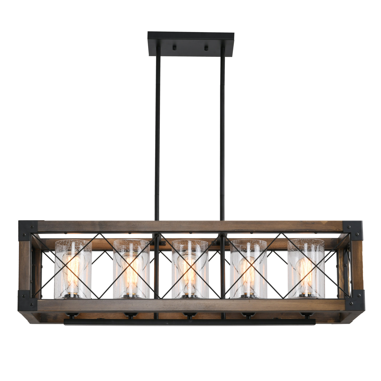 17 Stories Lodgecage Pendant Dark Walnut 5 Light Industrial Vintage ...