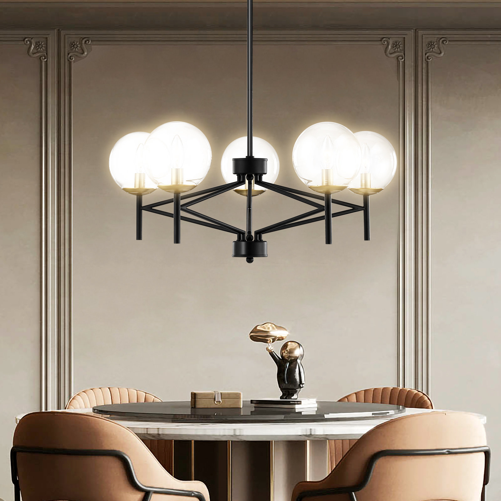 MYTH REALM Kreios PCCB-5L Classic Candles Black Pendant Light & Reviews ...