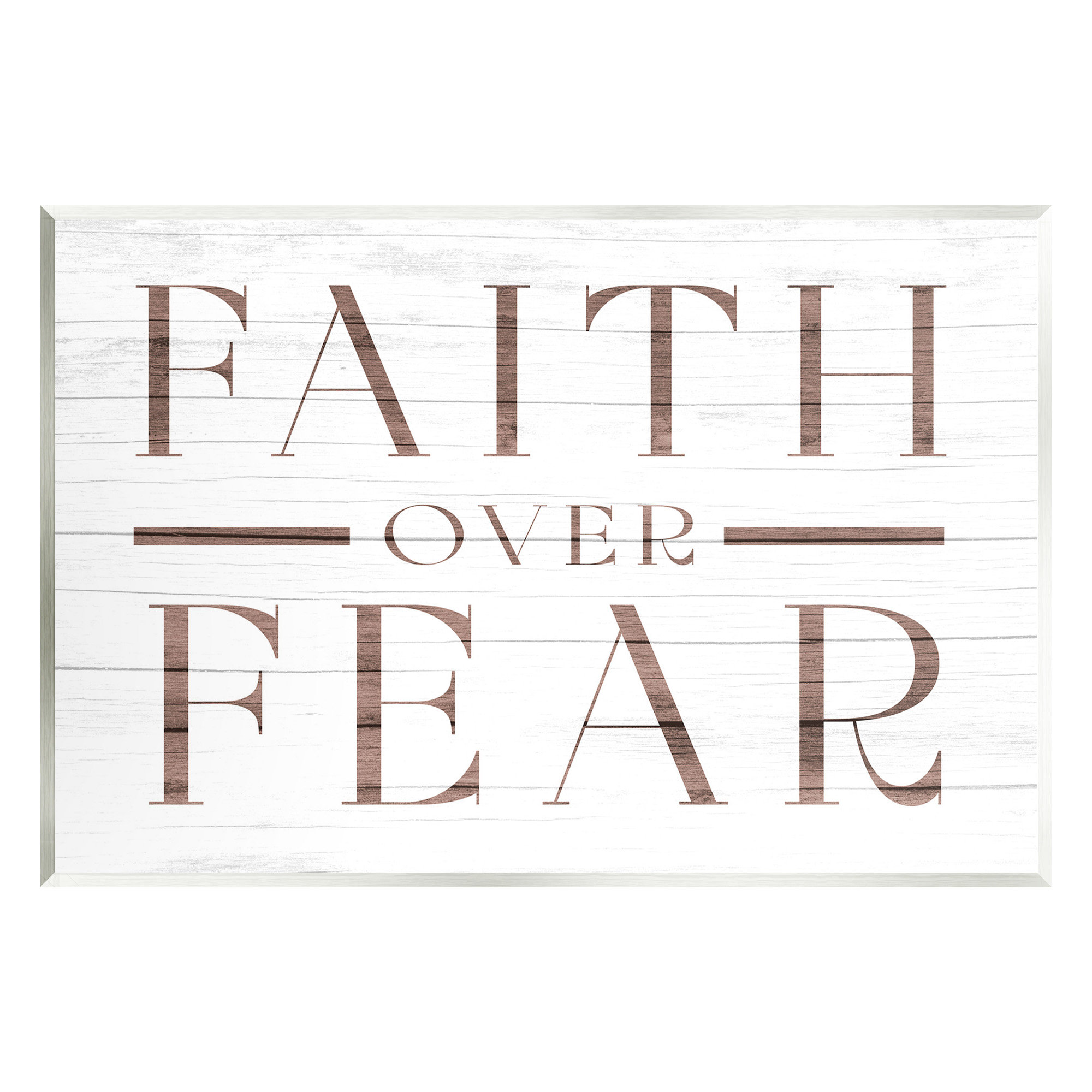 Stupell Industries Rustic Faith Over Fear Wall Plaque Art by Lil' Rue ...