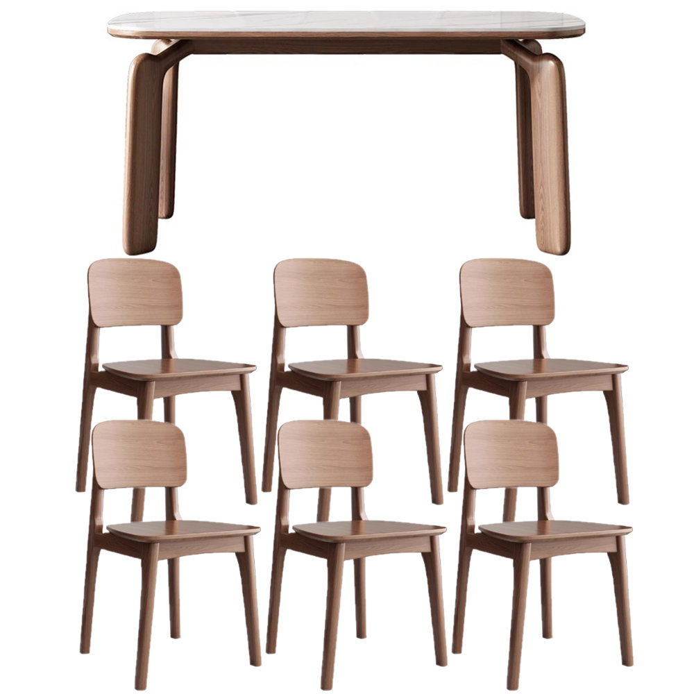 Zhang's SereneLodge High-quality Rock Slab Thick Leg Dining Table Set ...