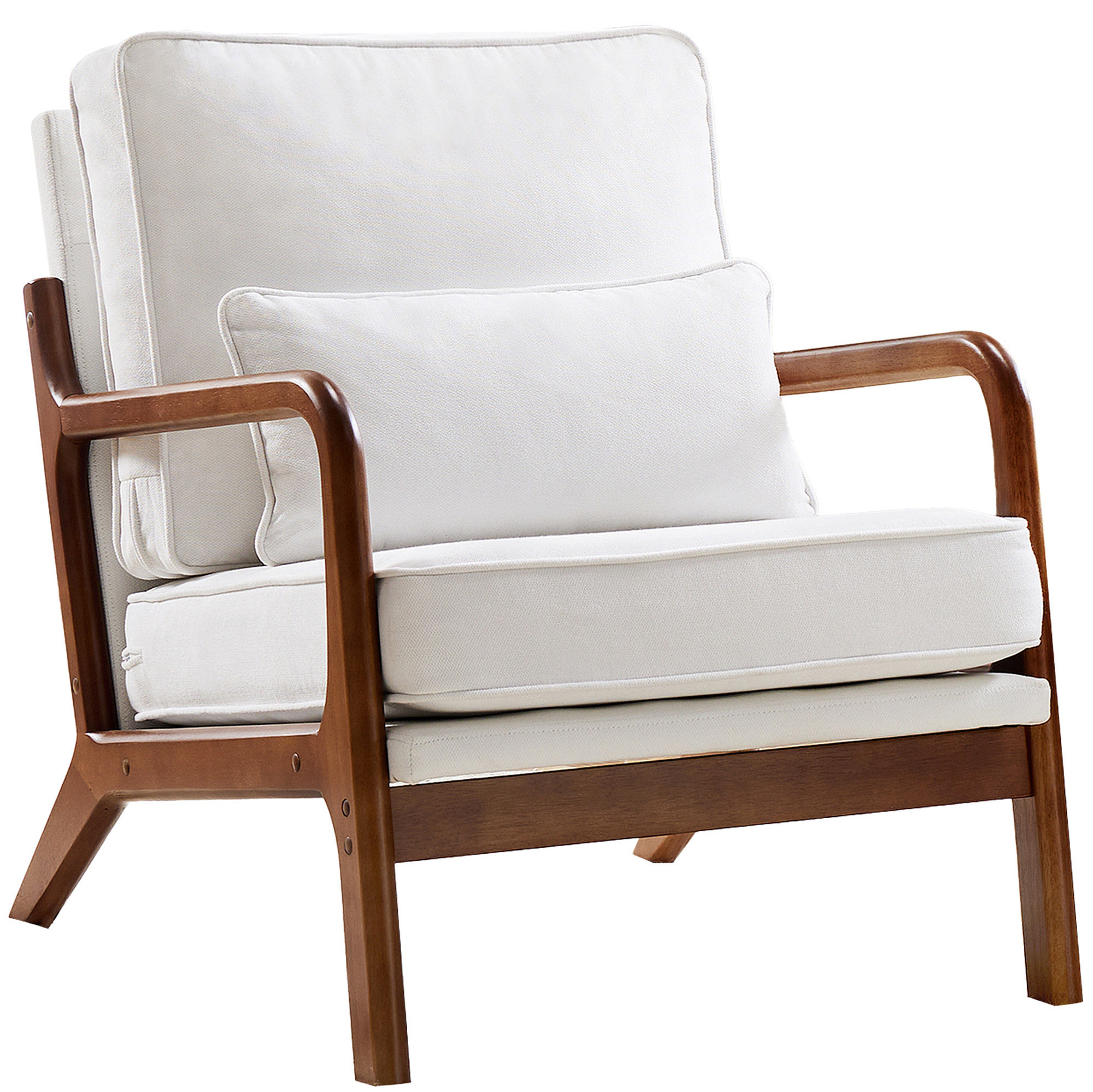George Oliver Chair with Lumbar Pillow, Lounge Arm Chairs, Linen Fabric ...