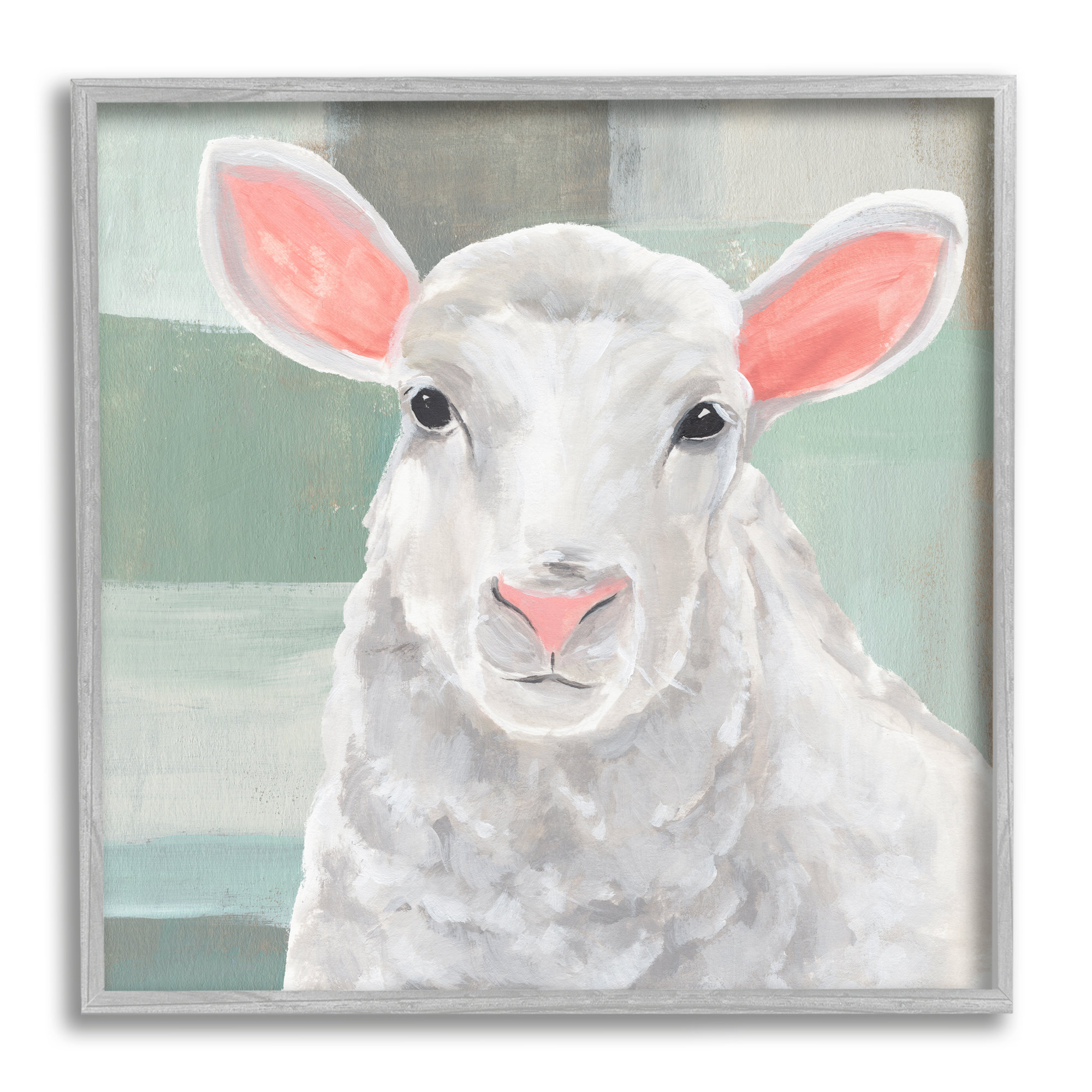 Stupell Industries Happy Lamb Framed On Wood by Annie Warren Painting ...