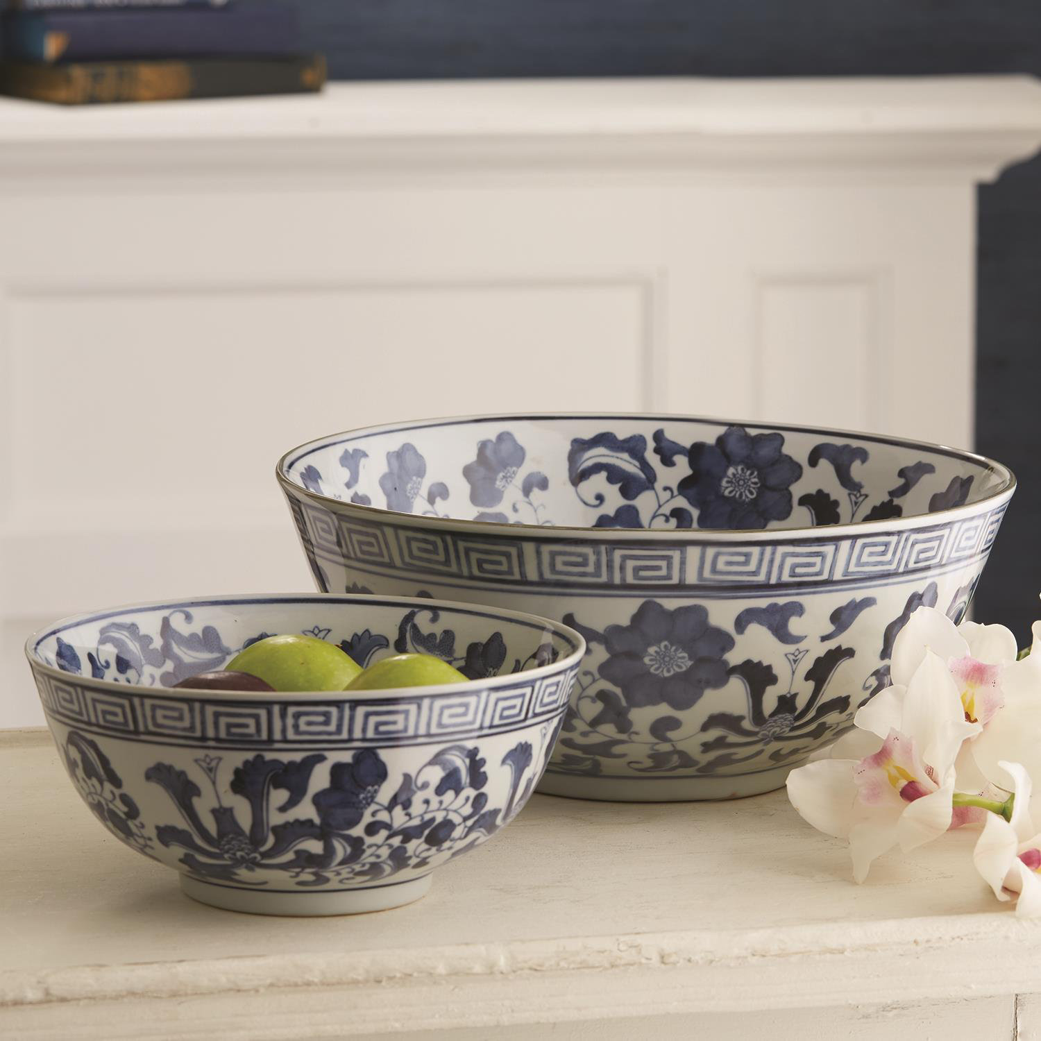 Bungalow Rose 2 Piece Porcelain Decorative Bowl Set in Blue | Wayfair