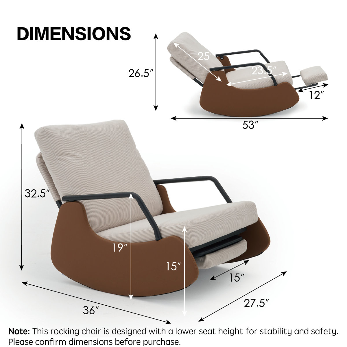 Isabelle & Max™ Rocking Recliner Chair with Footrest-Glider Rocker ...