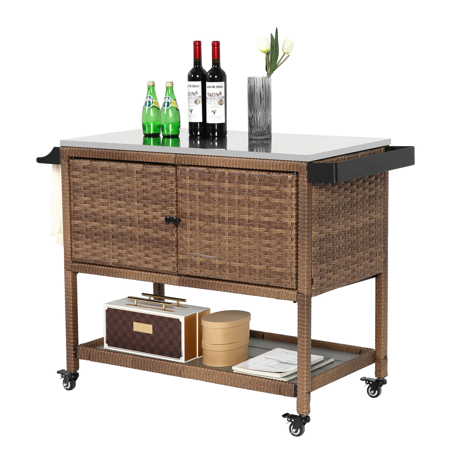 Lark Manor Outdoor Wicker Bar Cart - Wayfair Canada