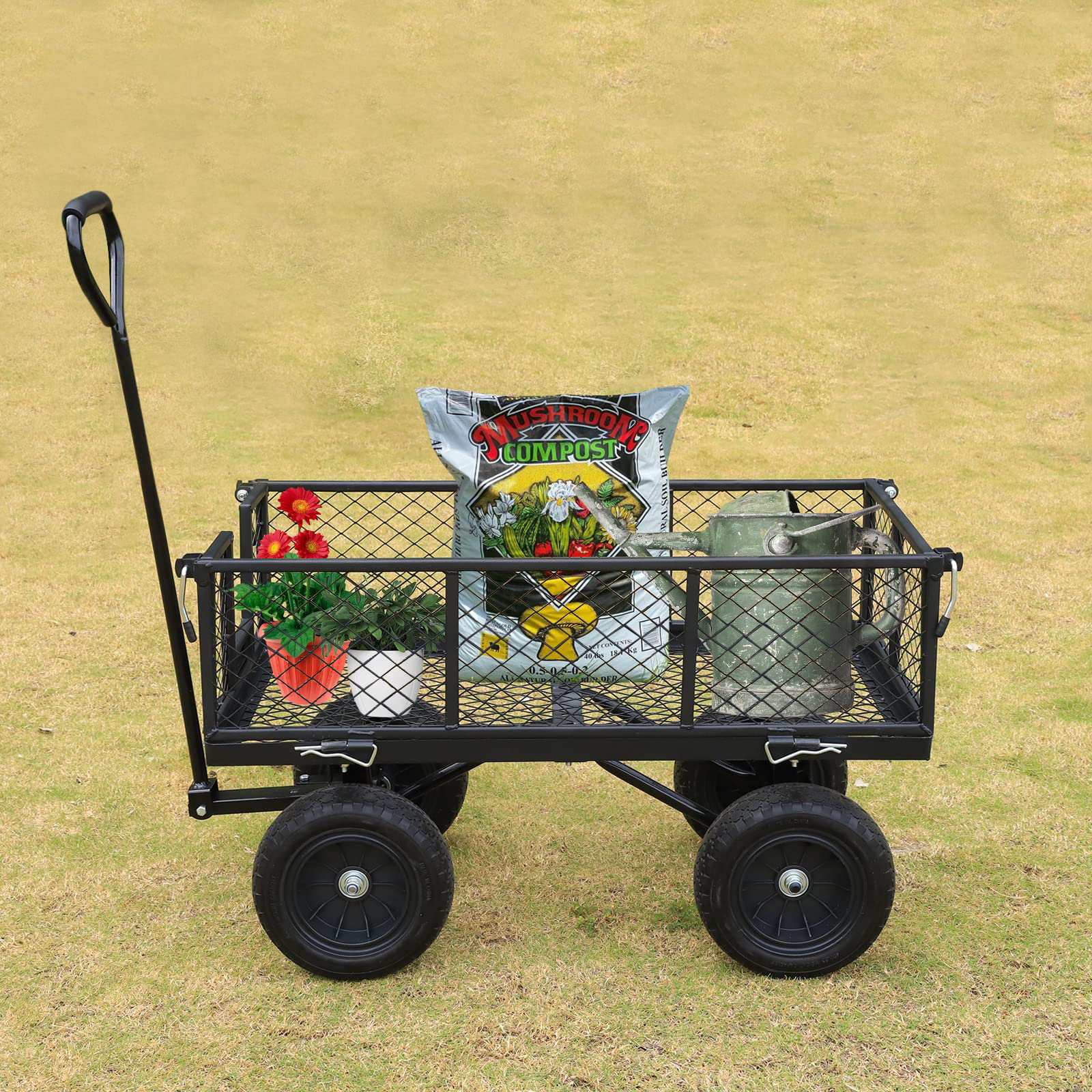 Arlmont & Co. 400 Lbs 10" Flat Free Tires Steel Garden Cart With 180 ...