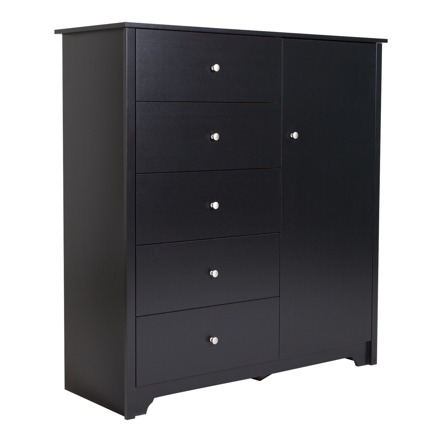 Latitude Run® Door Chest with 5 Drawers Pure Black Vito | Wayfair