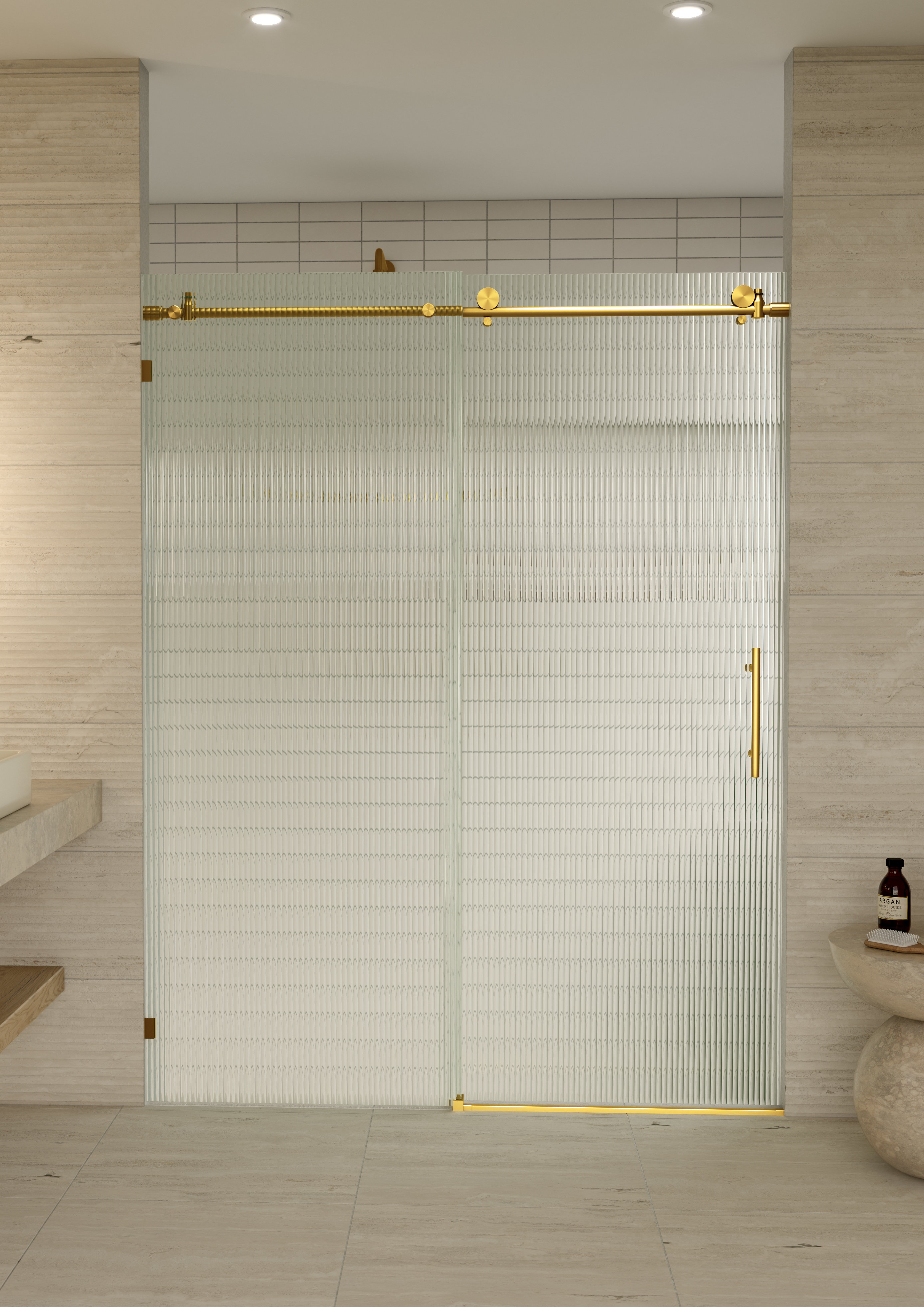 Glass Warehouse Galaxy 56 - 60 in. x 78 in. Fully Frameless Fluted Sliding Shower Door & Reviews ...