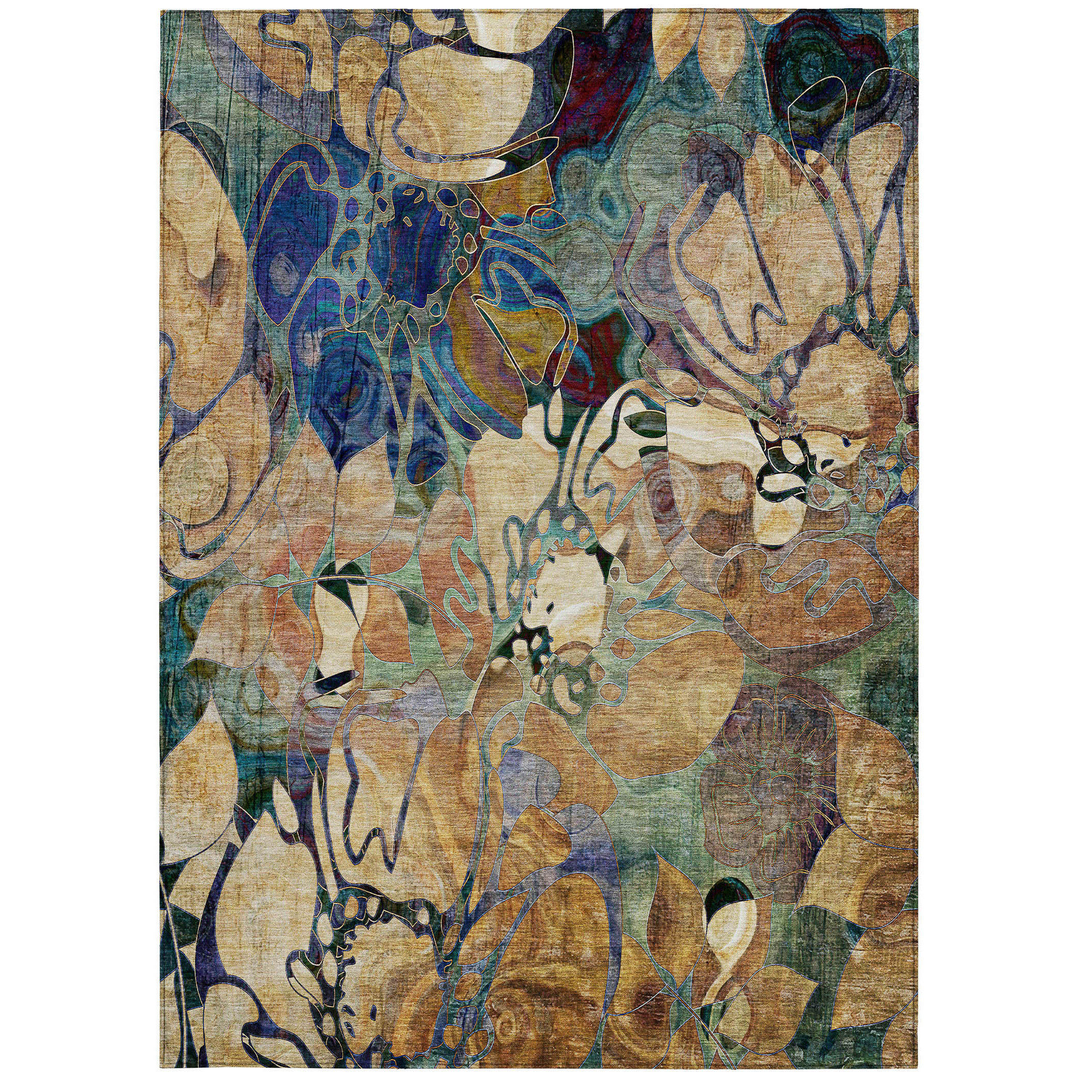 HomeRoots Tapis beige antidérapant à motif floral beige 8 pi x 10 pi - Wayfair Canada