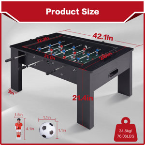 RayChee 42" Foosball Coffee Table, Soccer Game Table with Tempered ...