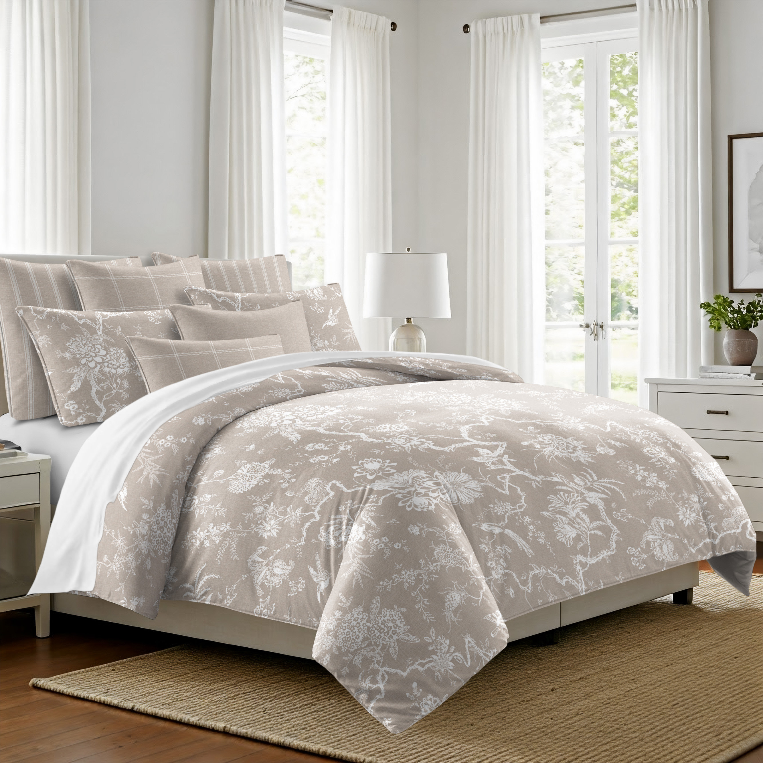 6ix Tailors Fine Linens Elwood Natural Cotton Comforter Set 8 Piece ...