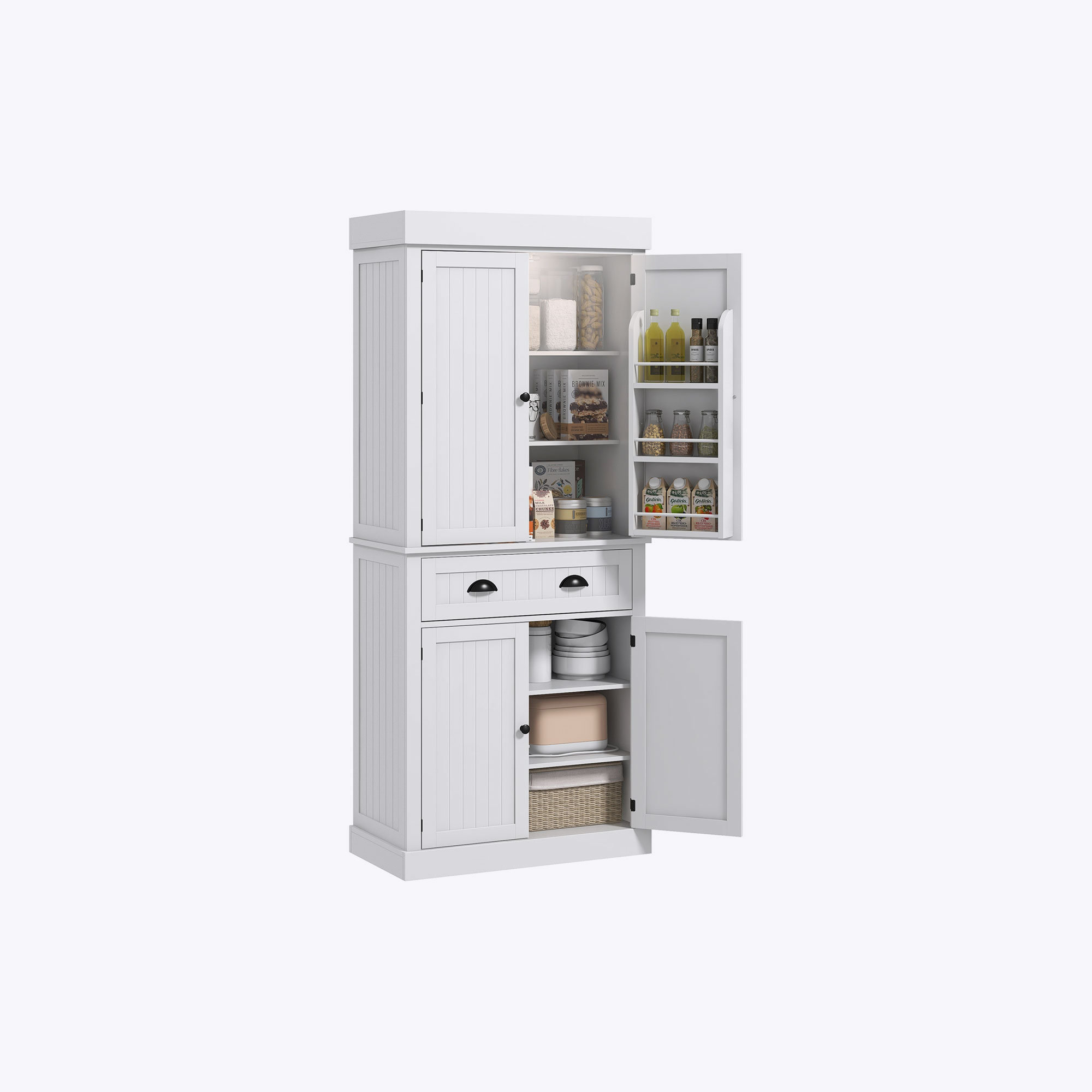 Lark Manor Armoire de cuisine 71 po avec capteur de mouvement HOMcom ...