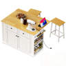 August Grove® Kitchen Island With 2 Bar Stools, 5 Open Side Racks, Drop ...