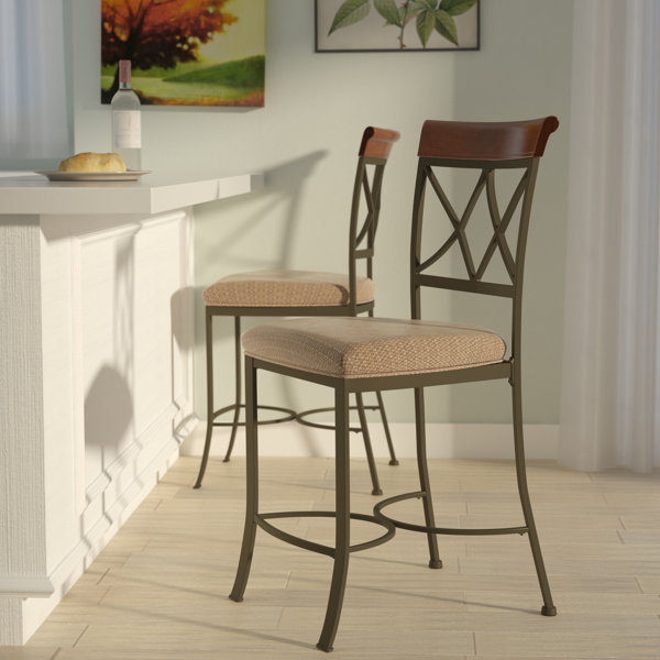 Winston Porter Jefferson Upholstered Counter Stool with Metal Frame ...