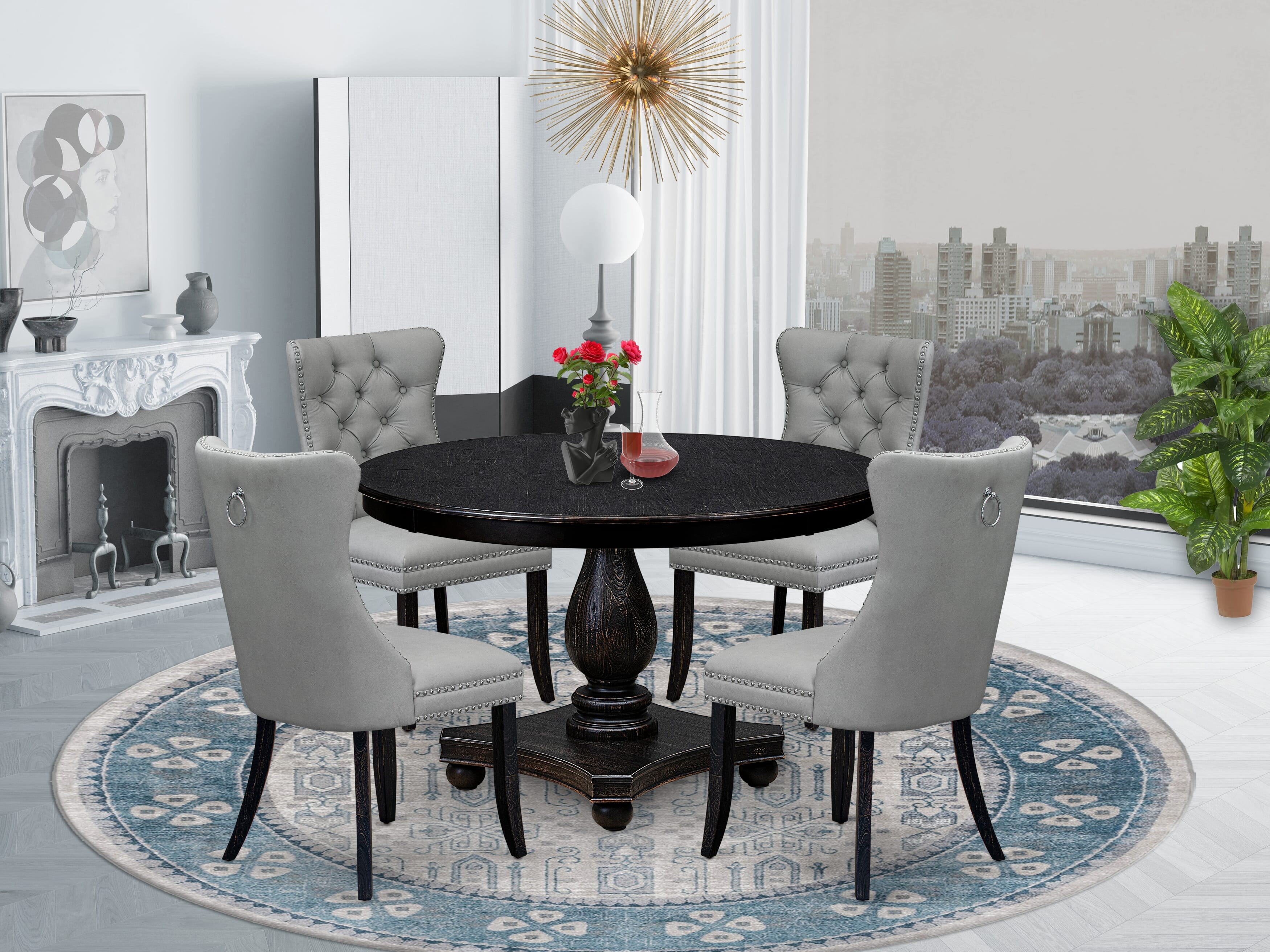 Red Barrel Studio® 5-piece Dining Set with 4 Polyester dining chairs ...