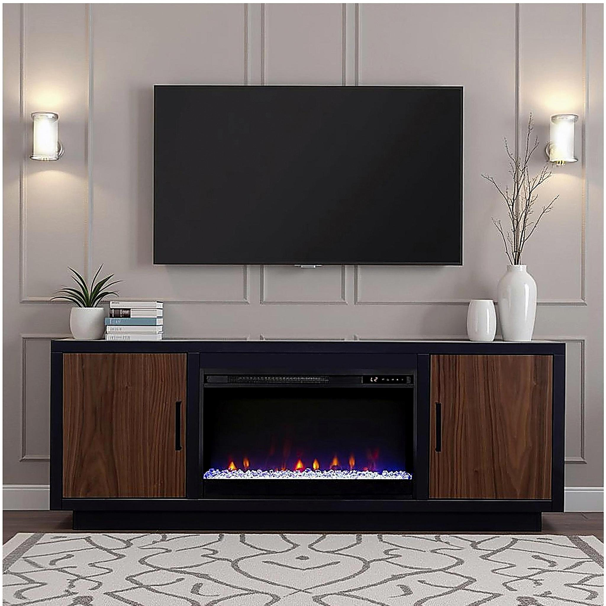 Hokku Designs Aria 66 Inch Fireplace TV Stand, Suitable for 80 Inch TV ...