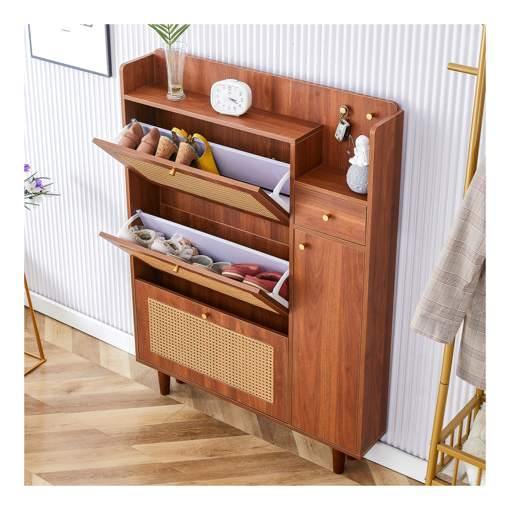 Bayou Breeze The modern minimalist MDF shoe cabinet, suitable for a ...