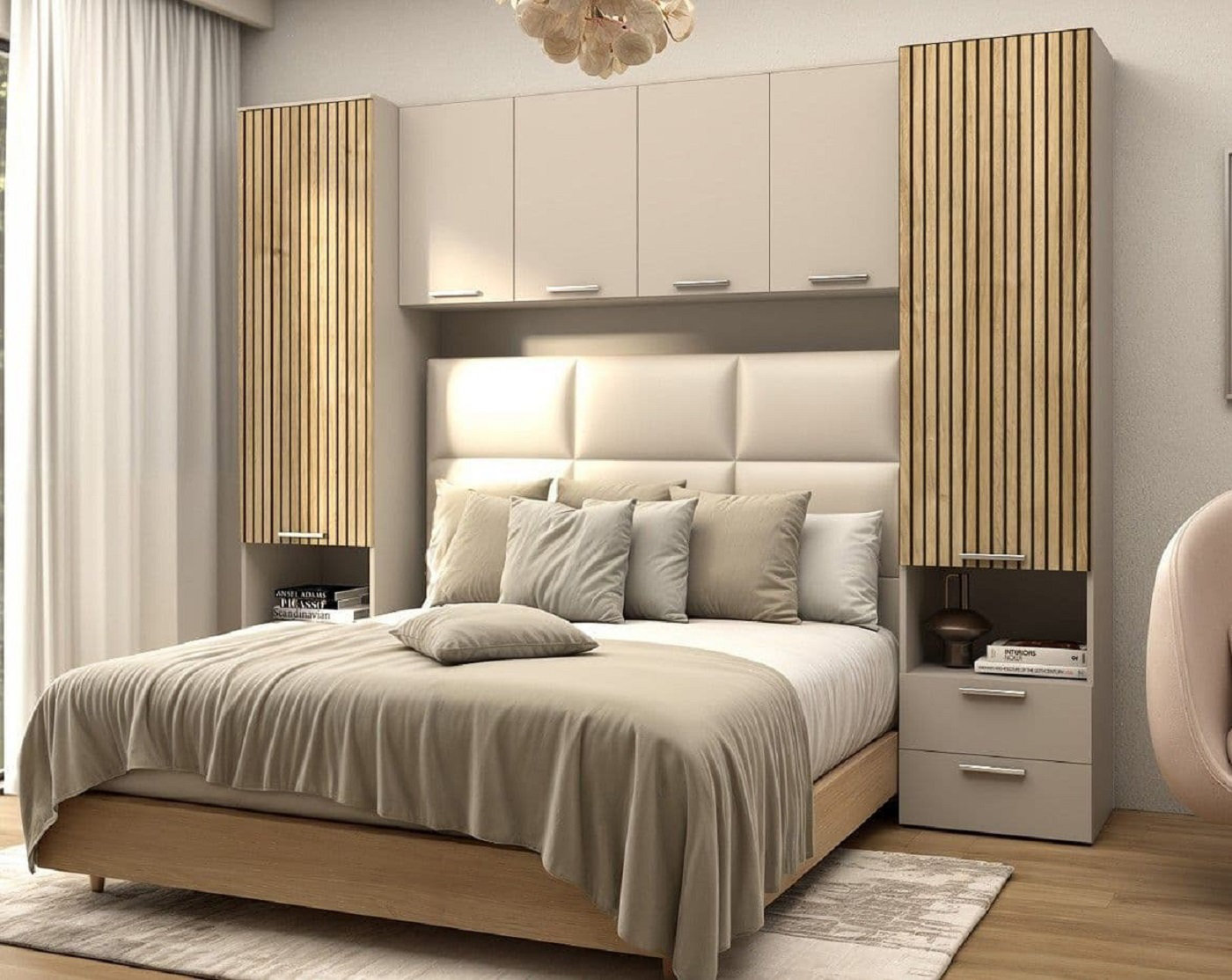 Brayden Studio Mizano Cashmere Taupe And Slatted Oak Effect Overbed ...