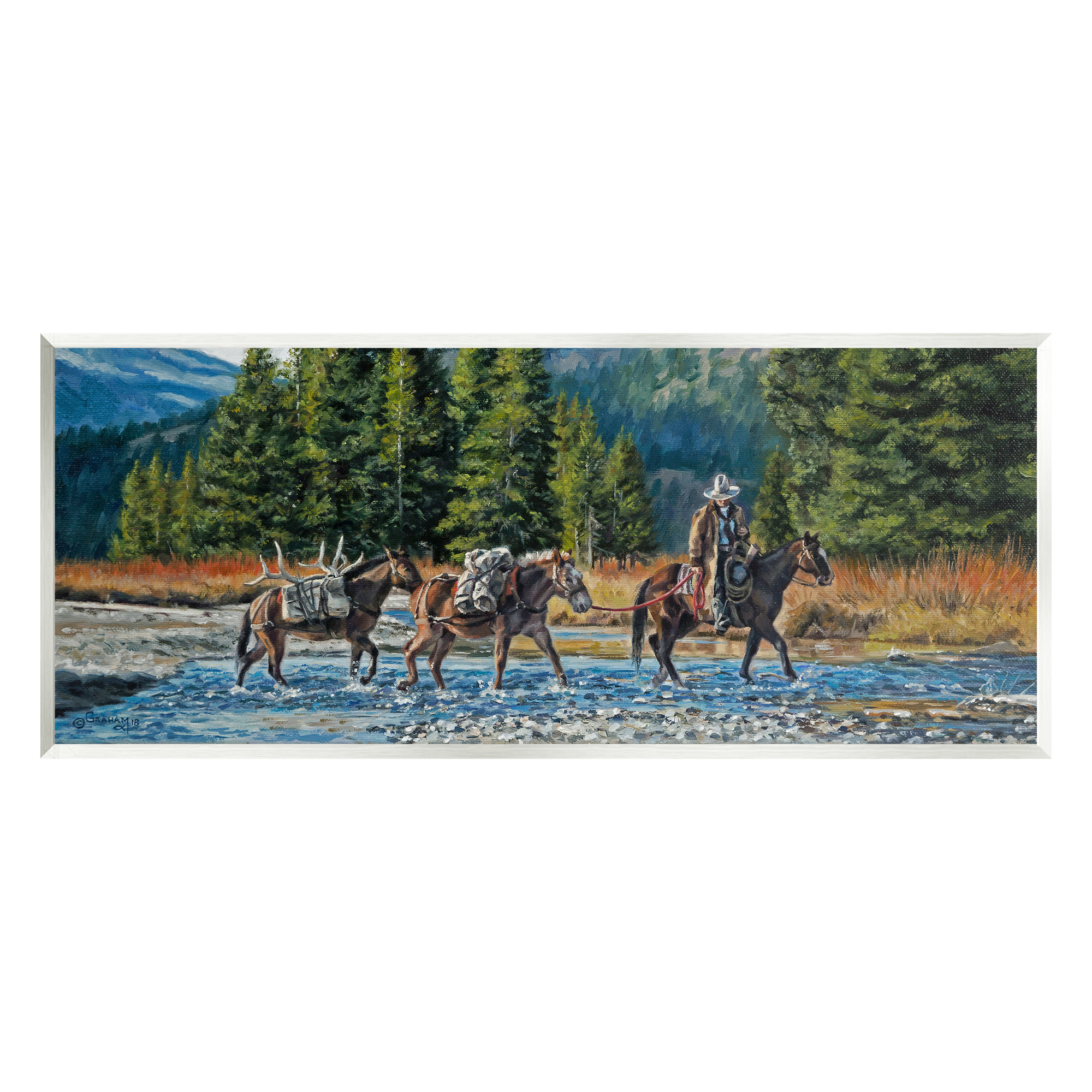 Stupell Industries Crossing River Cowboy Landscape Wall Plaque Art By ...