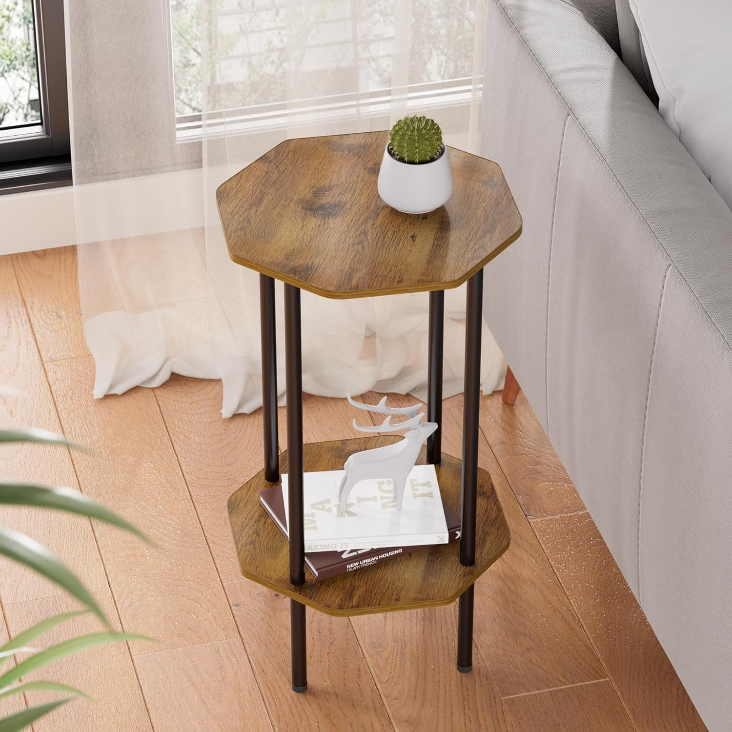 17 Stories Side Table, Octagonal End Table For Small Spaces,Nightstand ...